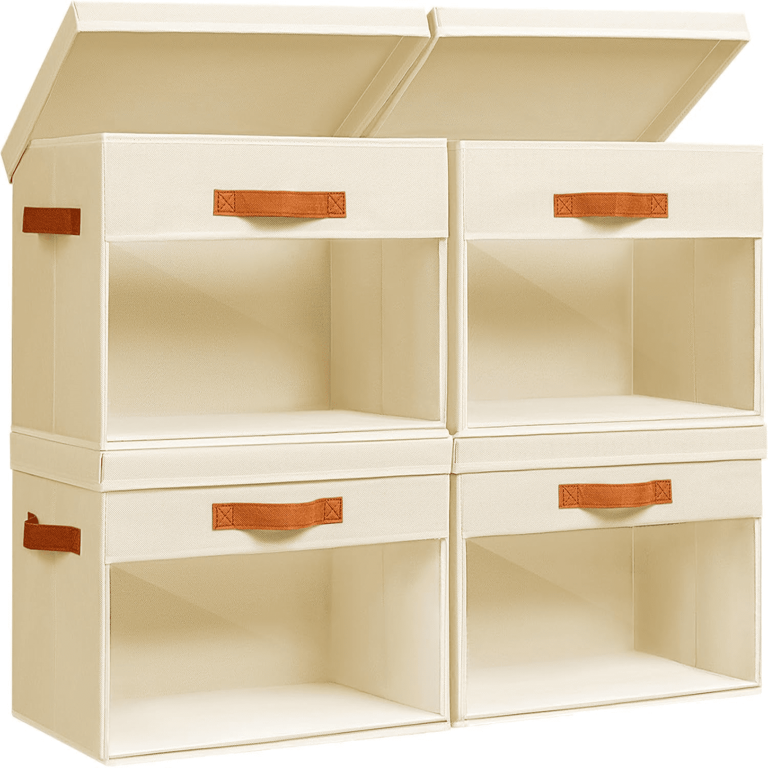 aserdft Large Storage Bins with Lids - 4 Pack Foldable Decorative ...