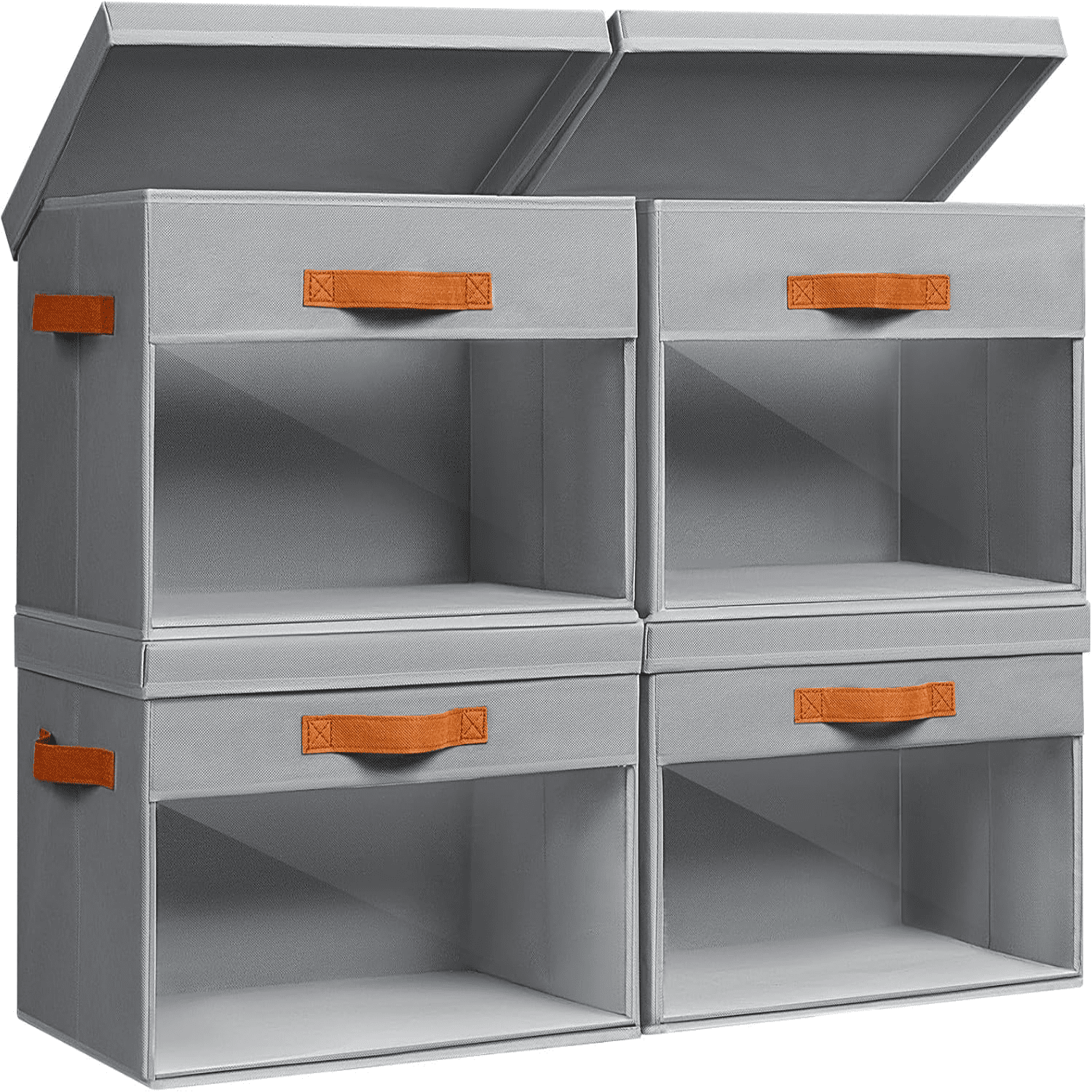 aserdft Large Storage Bins with Lids - 4 Pack Foldable Decorative ...