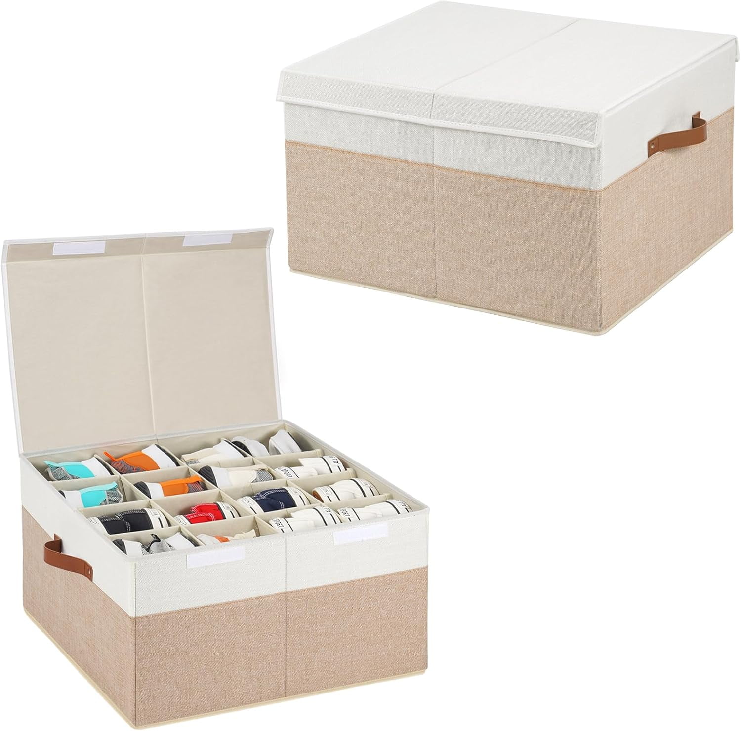 aserdft Shoe Organizer 16 Pairs Large Shoe Storage Bin Containers with ...