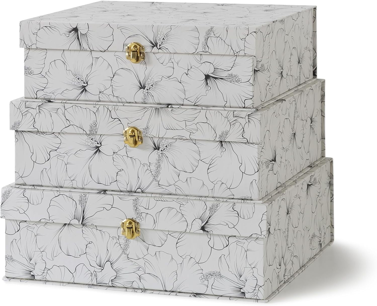 aserdft Soul & Lane Blue and White Floral Cardboard Decorative Storage ...