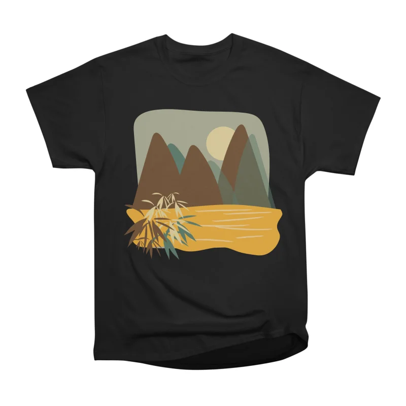 asian style landscape with sun ocean and plants T-Shirt Tee Gift For ...