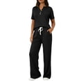 asjyhkr 2 Piece Sets for Women Striped Button Notch Neck Tops ...