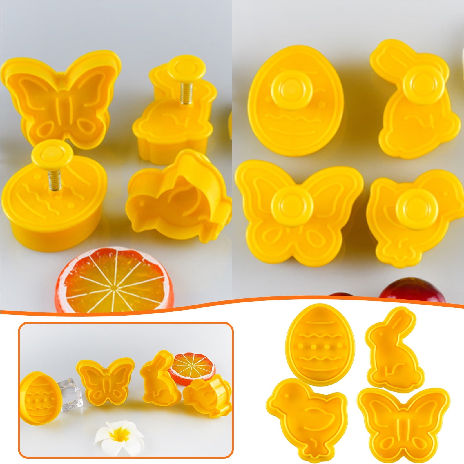 asjyhkr 4 Pieces Easter Cookie Cutters Set 3D Bunny Sugar Cookie Pie ...
