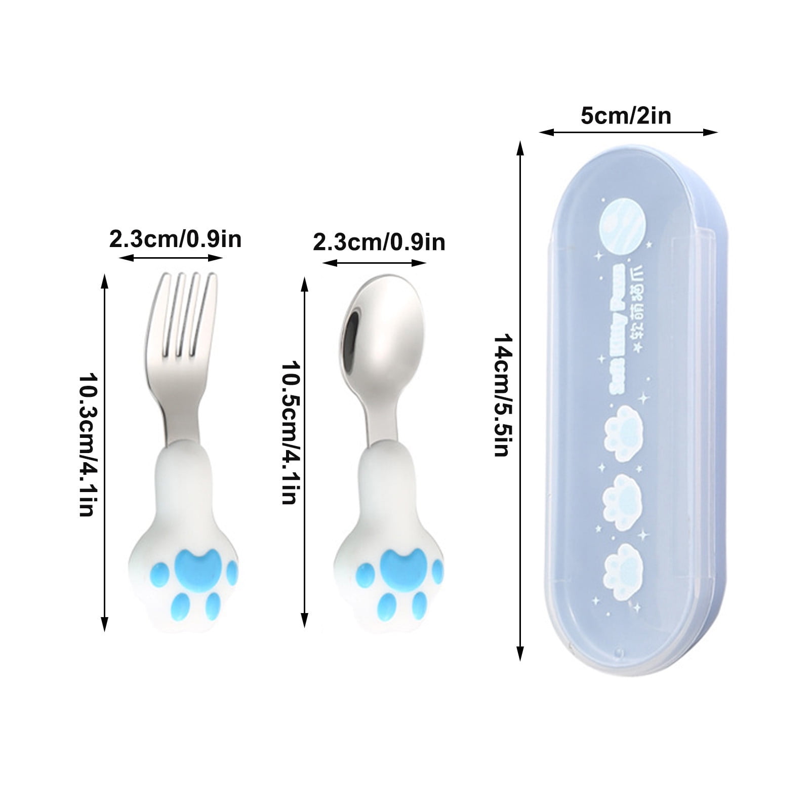 asjyhkr Children's Tableware Creative Cute Styling Paw Spoon Fork ...