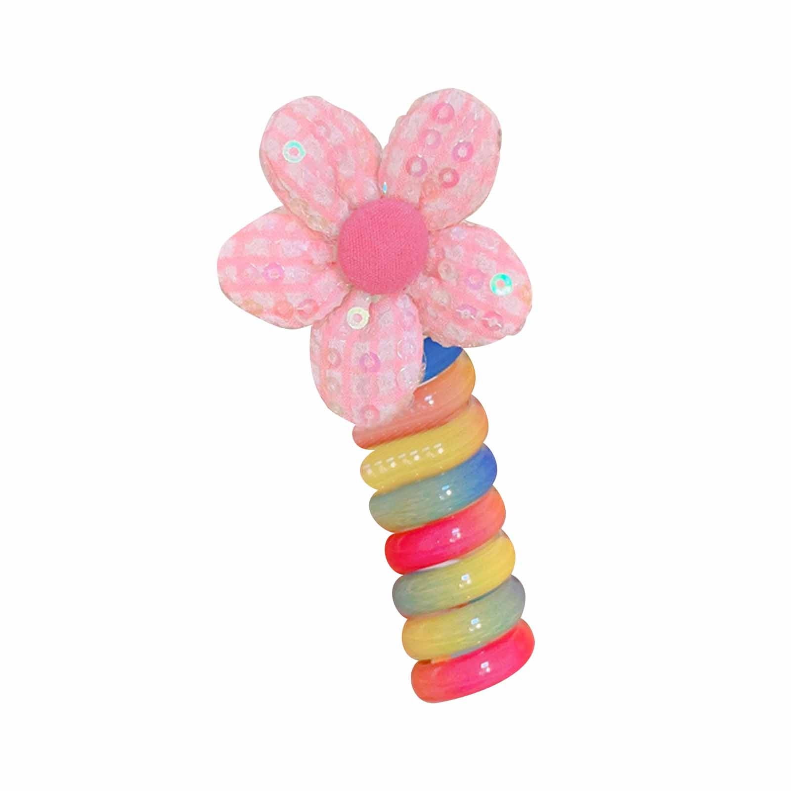 asjyhkr Flower Hair Ring Heart Head Rope Girl Cute Rubber Band Hair ...