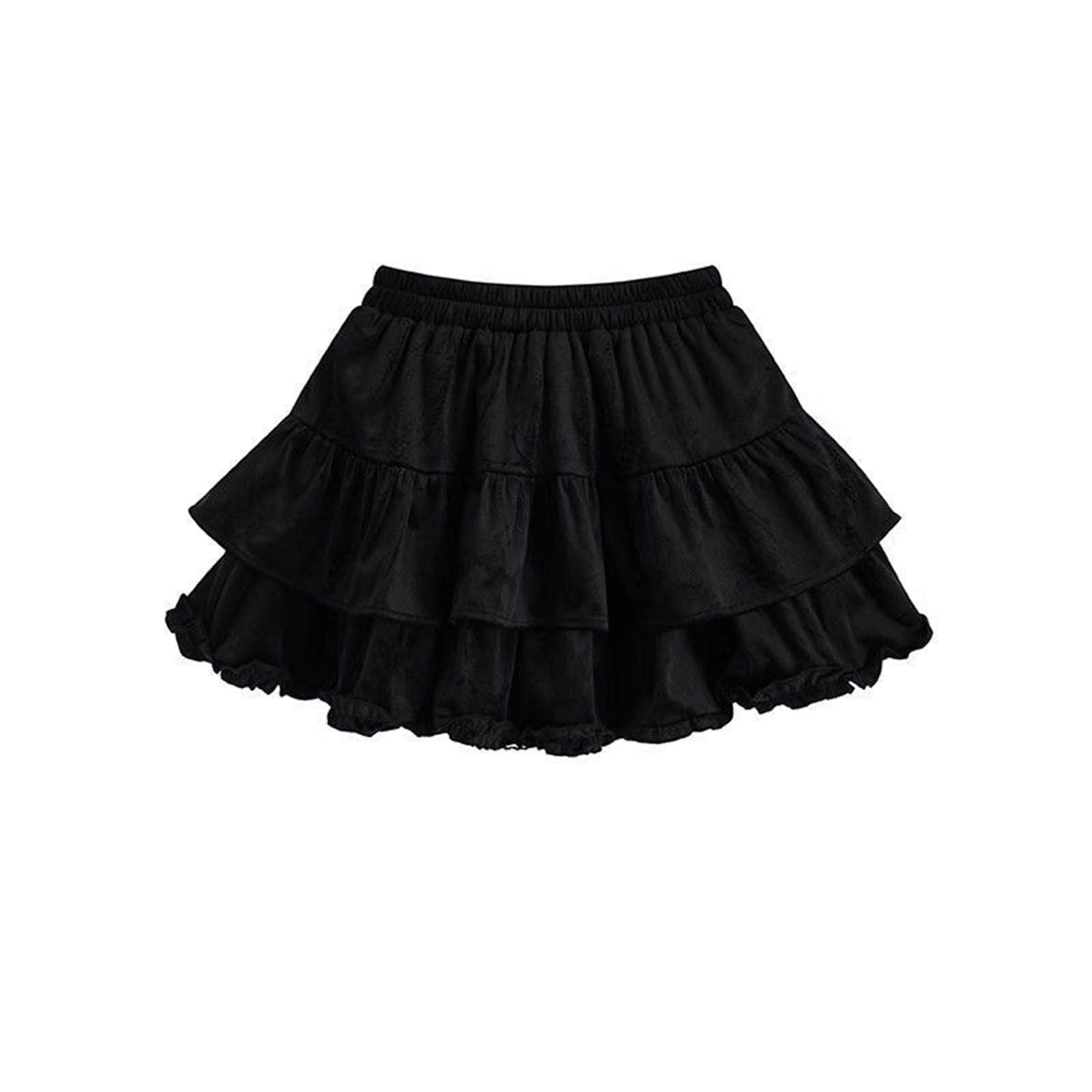 asjyhkr Girls Mini Ruffle Skirts High Elastic Waist Tiered Short Skirts ...