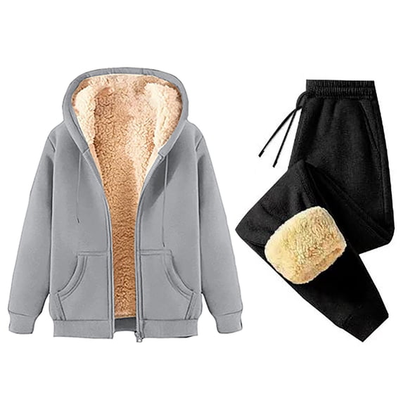 asjyhkr Mens 2 Piece Sets Fleece-Lined Zip up Hoodies Drawstring Daily ...