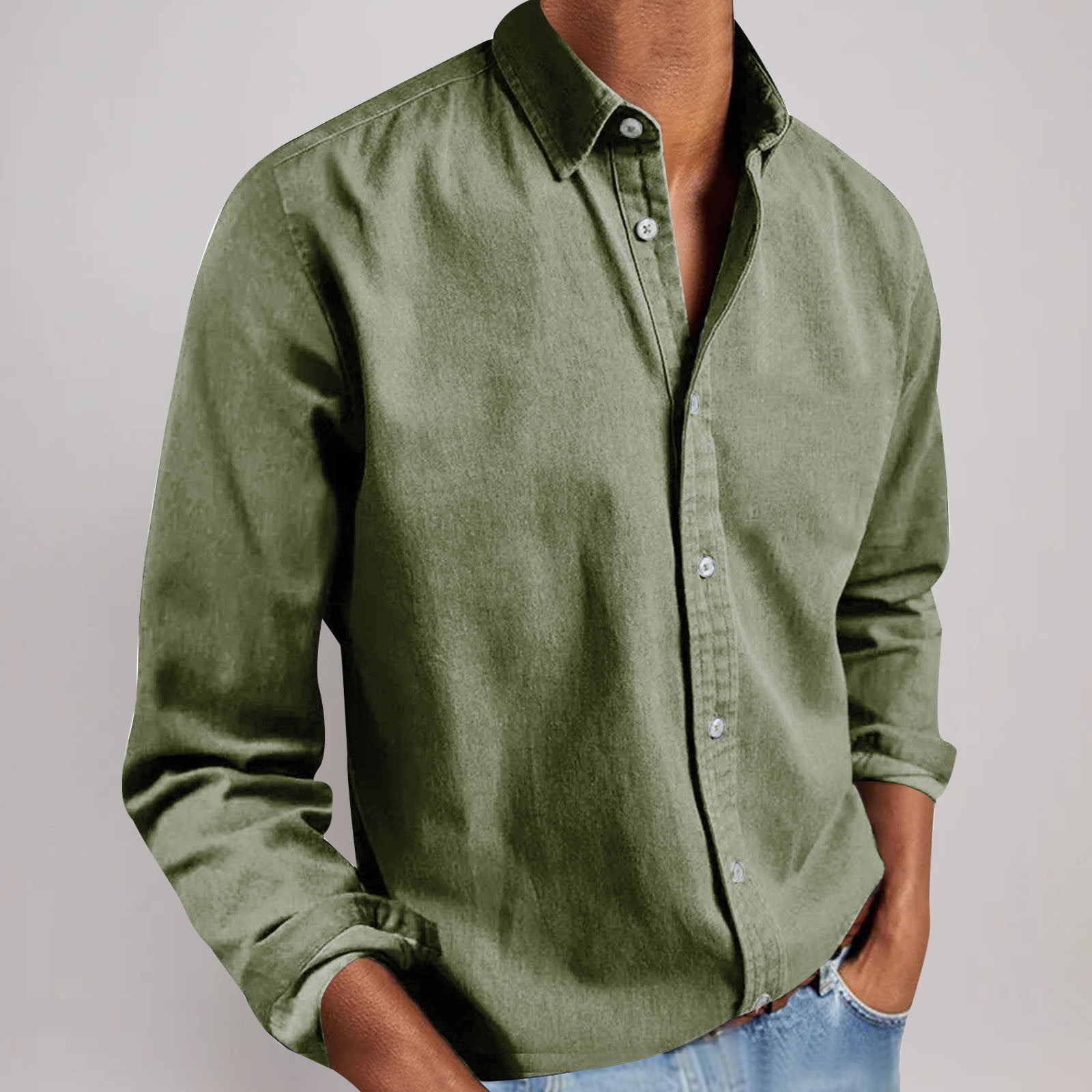 asjyhkr Mens Casual Button down Shirts Long Sleeve Solid Formal Shirt ...
