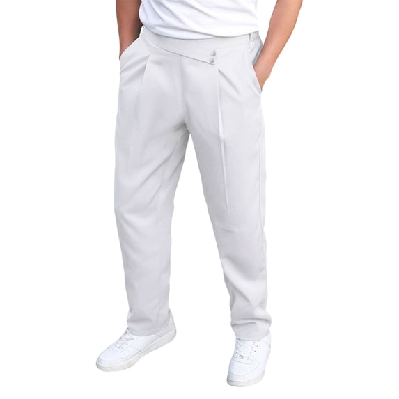 asjyhkr Mens Casual Pants Loose Fitting Pleated Front Dress Lightweight ...
