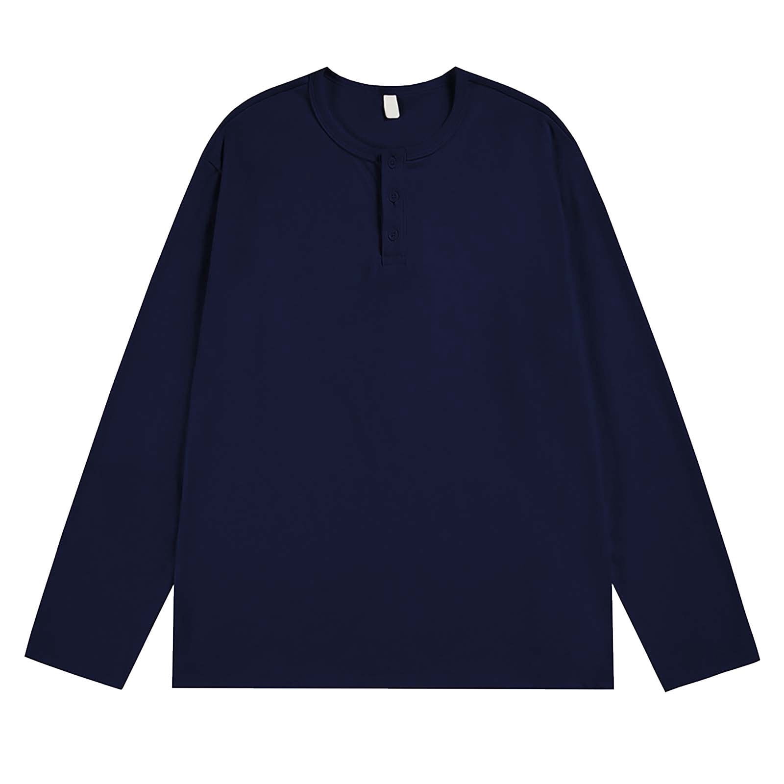 asjyhkr Mens Corduroy Shirts Long Sleeve Button Crew Neck Pullover ...