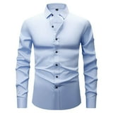 asjyhkr Mens Dress Shirts Long Sleeve Lapel Button Cardigan Casual ...