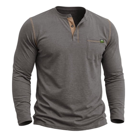 asjyhkr Mens Henley Shirts Long Sleeve Loose Classic Breathable Fall ...