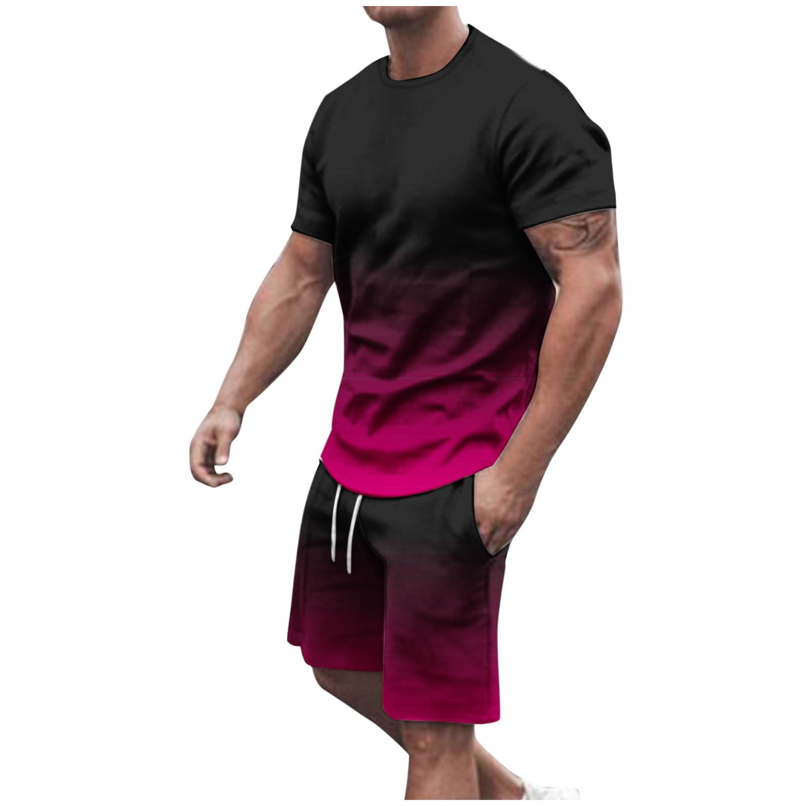 asjyhkr Mens Short Sets Crewneck Classic Sports Tshirt Casual Outdoor ...