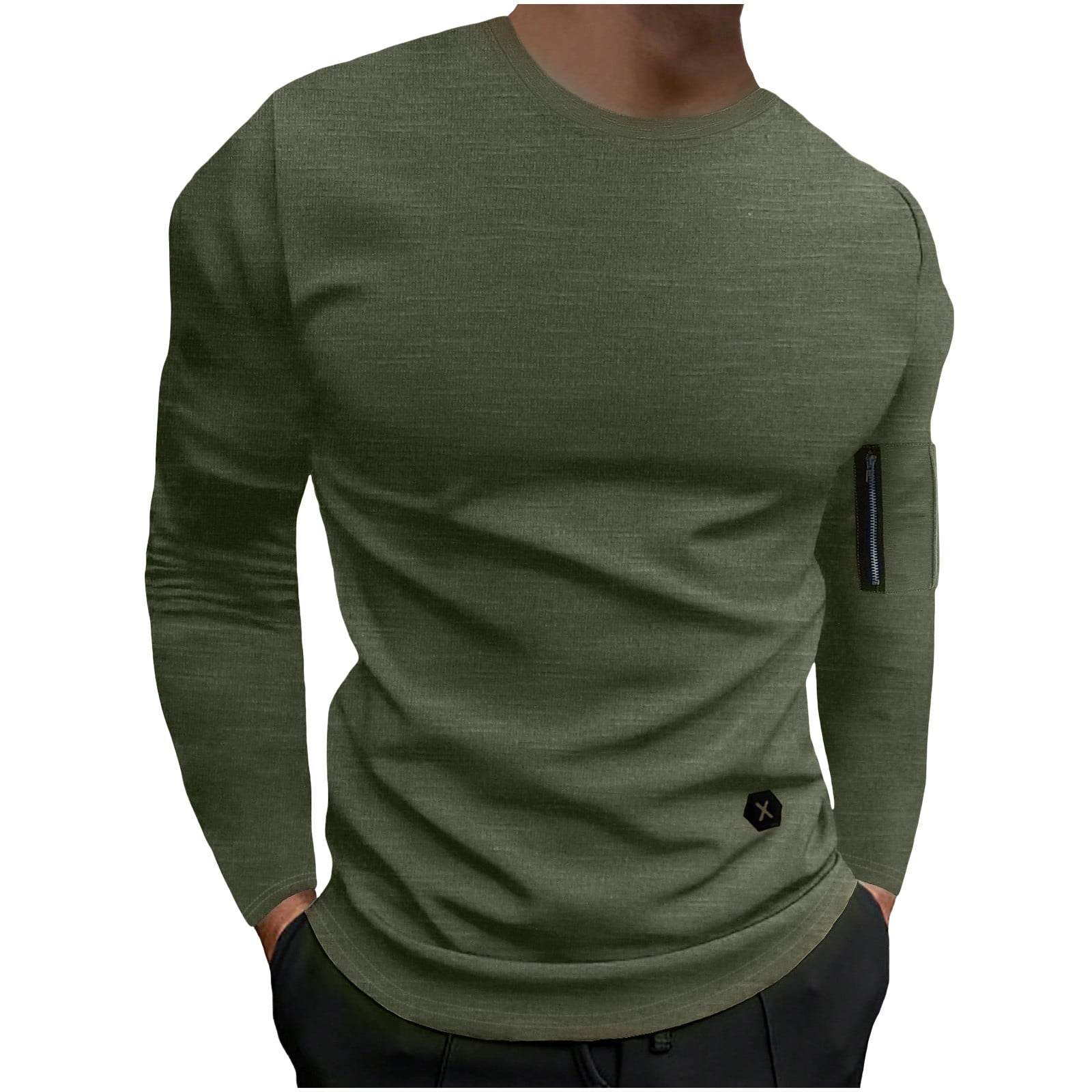 asjyhkr Mens Undershirts Zipper Long Sleeve Crew Neck Tights ...