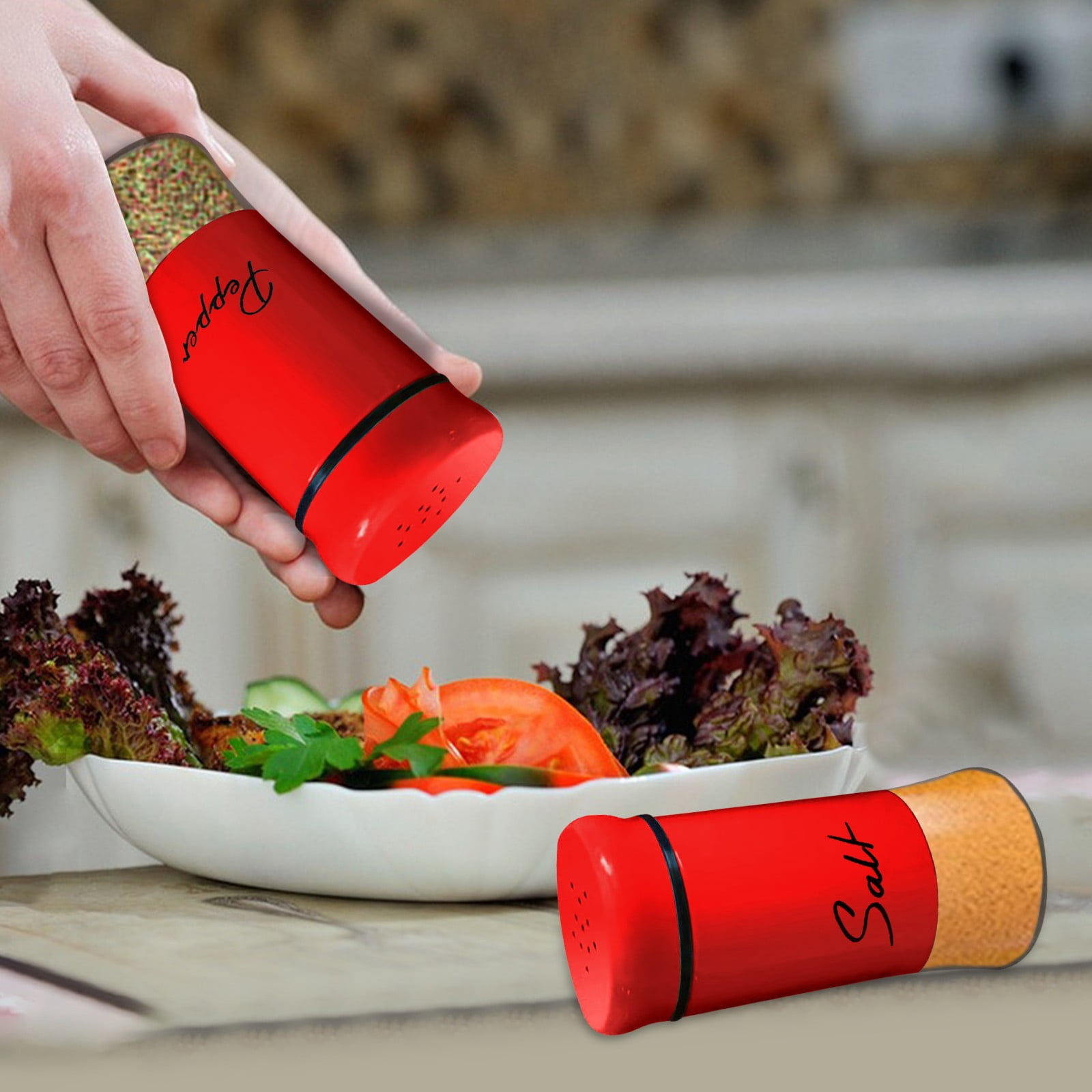 asjyhkr Pepper Shaker Set with Stainless Steel Lid Suitable for Kitchen ...