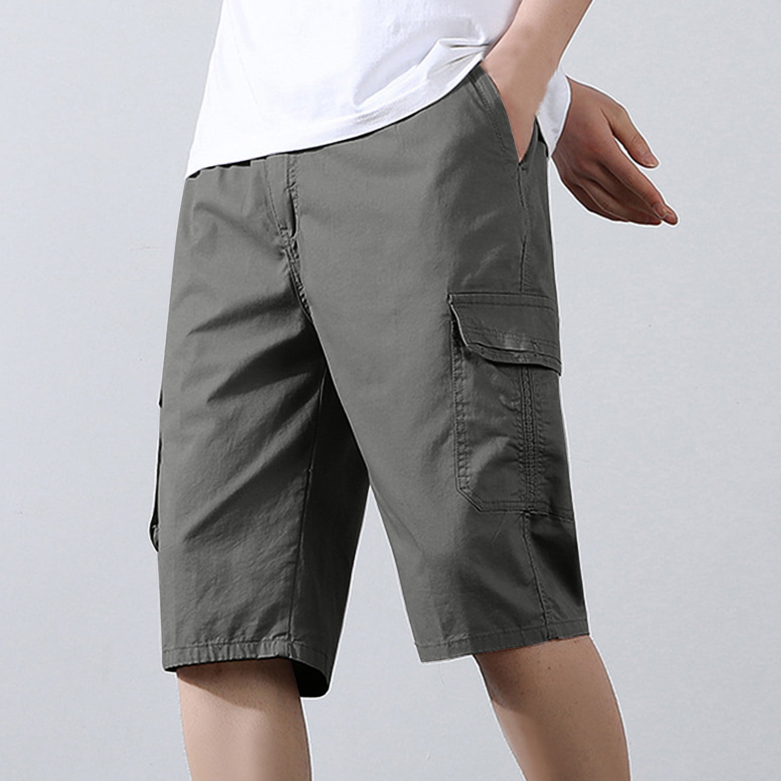 asjyhkr Plus Size Cargo Shorts for Men Elastic Waist Drawstring ...