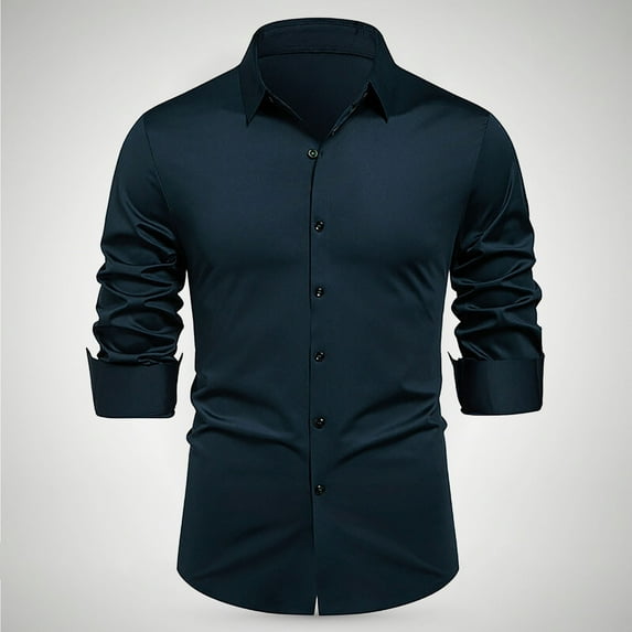 asjyhkr Plus Size Mens Dress Shirts Long Sleeve Button Lapel Shirts ...
