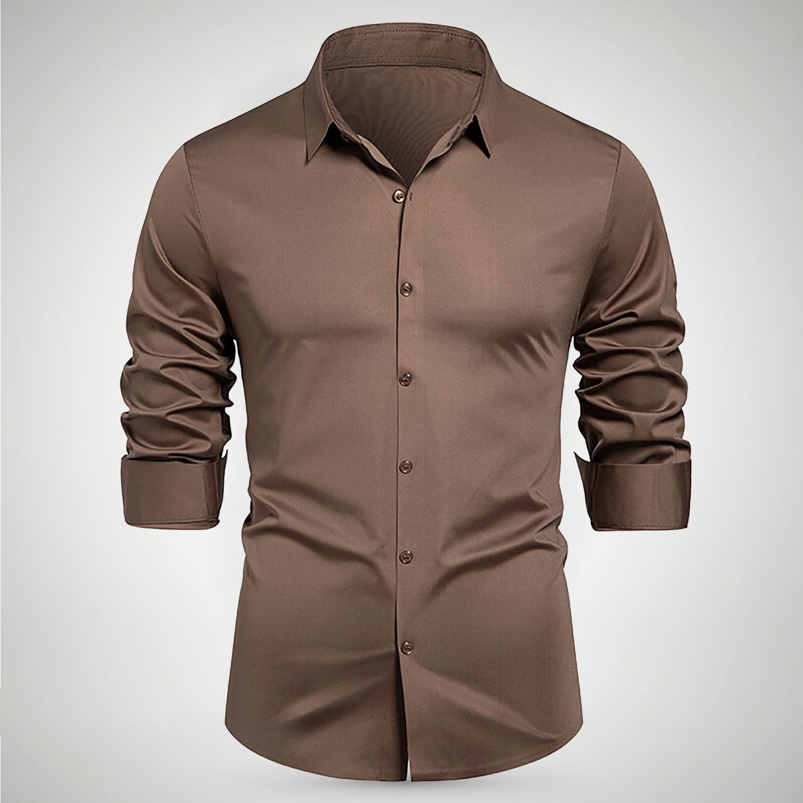 asjyhkr Plus Size Mens Dress Shirts Long Sleeve Button Lapel Shirts ...