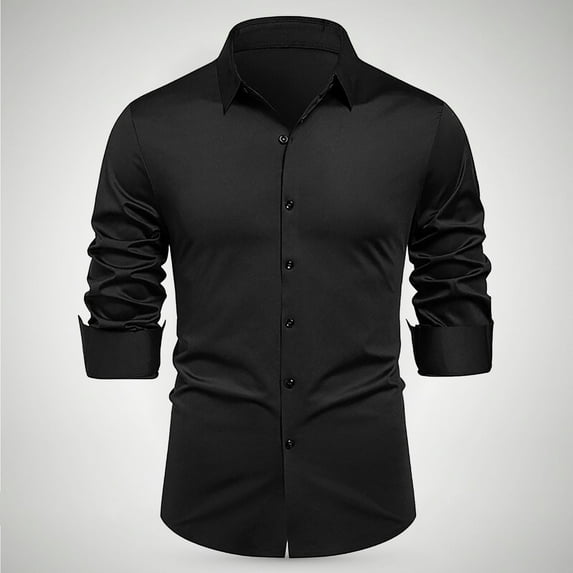 asjyhkr Plus Size Mens Dress Shirts Long Sleeve Button Lapel Shirts ...