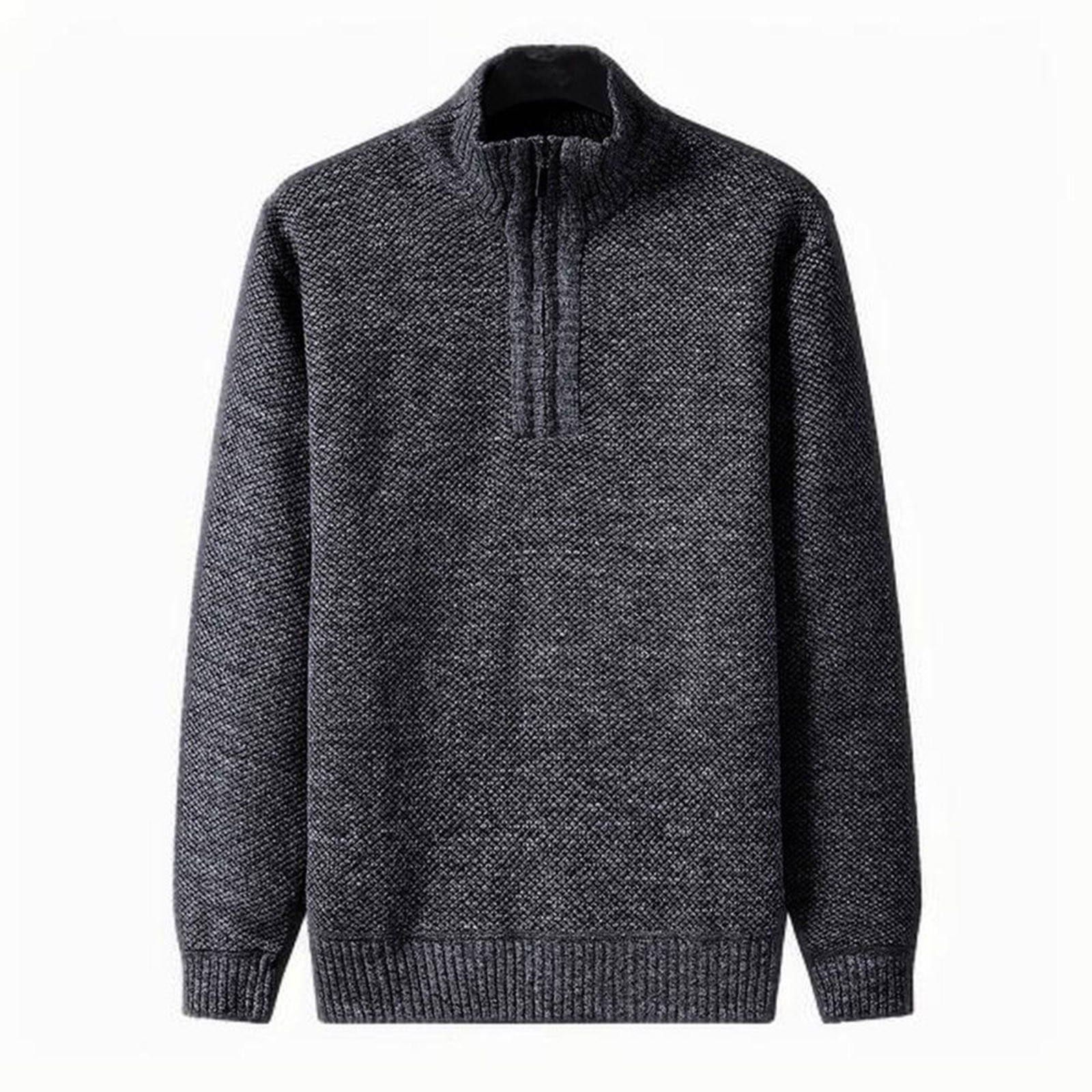 asjyhkr Plus Size Mens Sweaters Half Zipper Stand Collar Long Sleeve ...