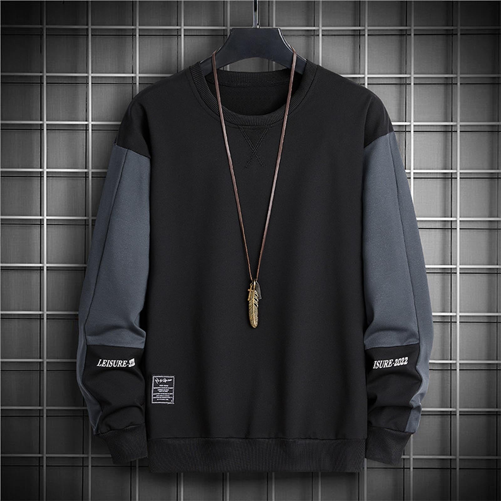 asjyhkr Plus Size Mens Undershirts Long Sleeve Crew Neck Pullover ...