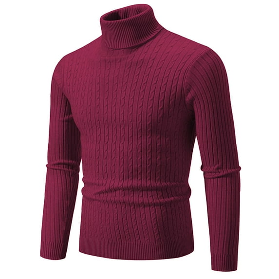 asjyhkr Plus Size Sweaters for Men Long Sleeve High Neck Knit ...