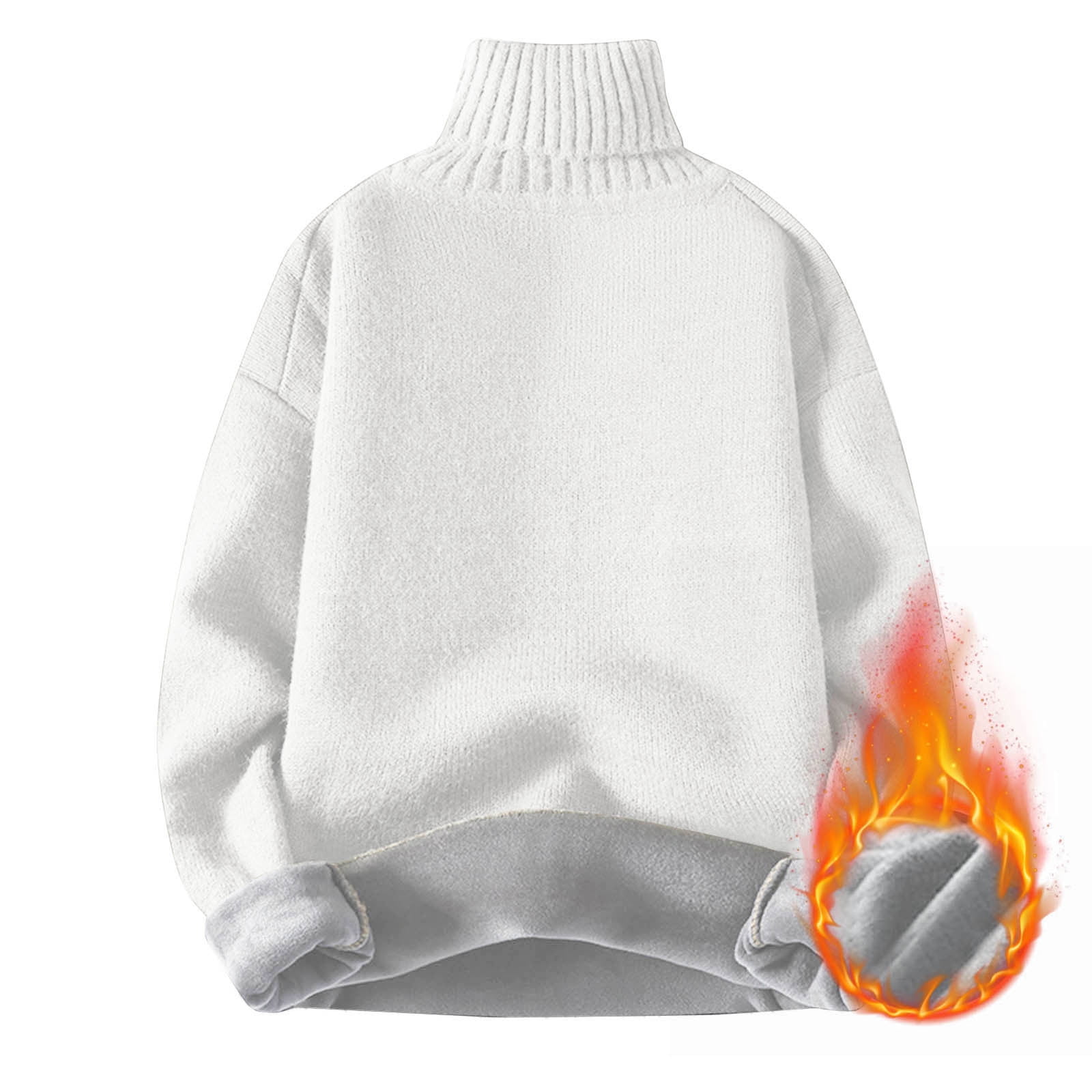 asjyhkr Sweaters for Men Fleece Long Sleeve High Neck Knit Pullover ...