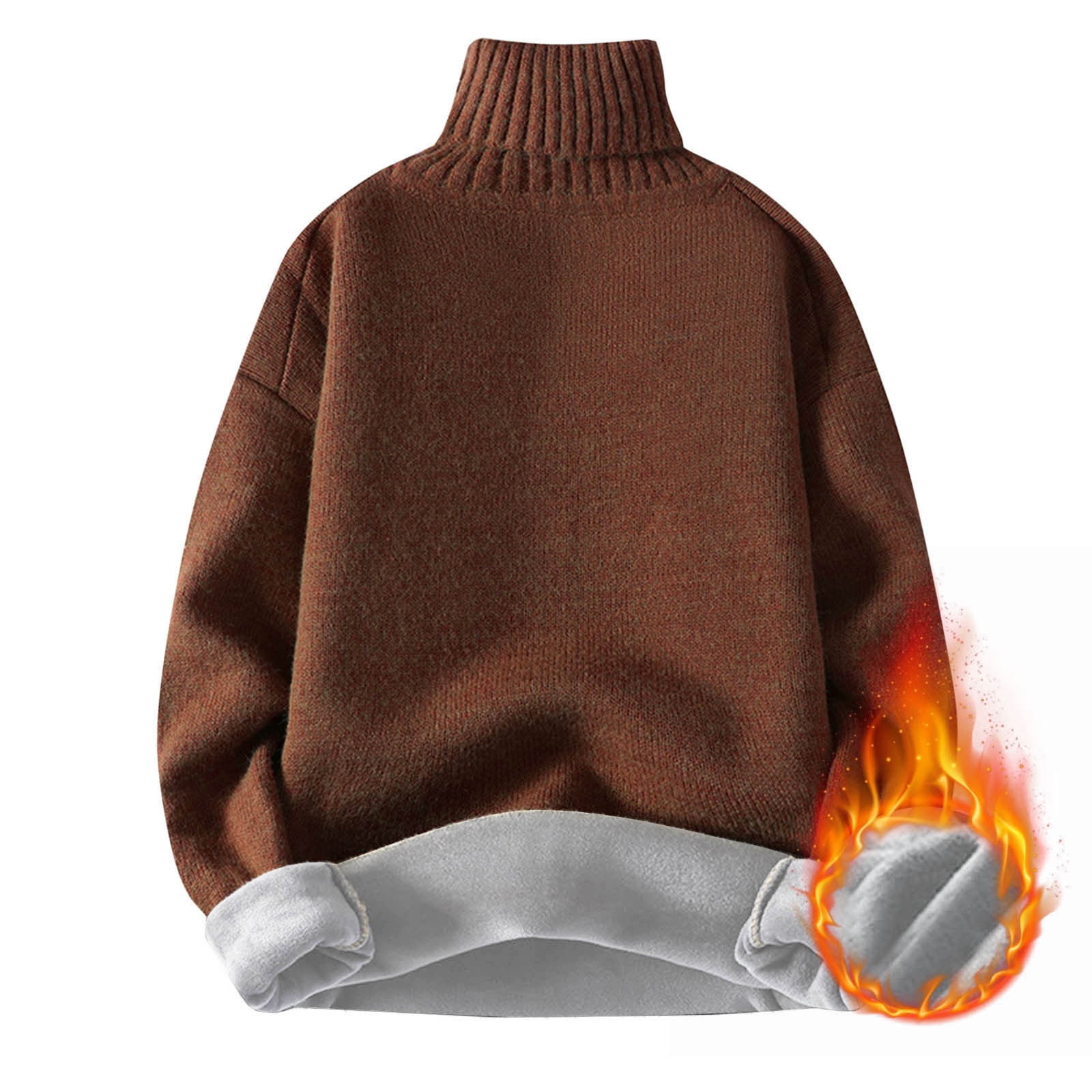 asjyhkr Sweaters for Men Fleece Long Sleeve High Neck Knit Pullover ...