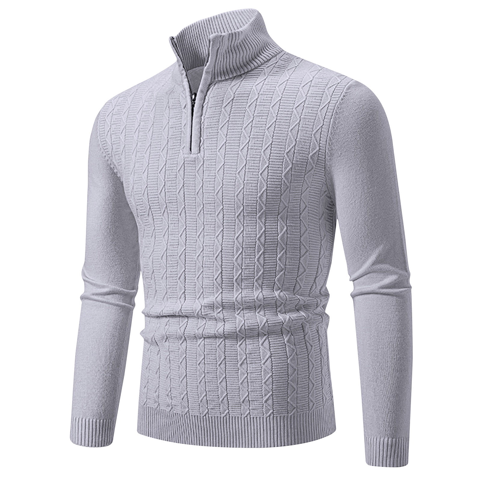 asjyhkr Sweaters for Men Half Zipper Stand Collar Long Sleeve Knit ...