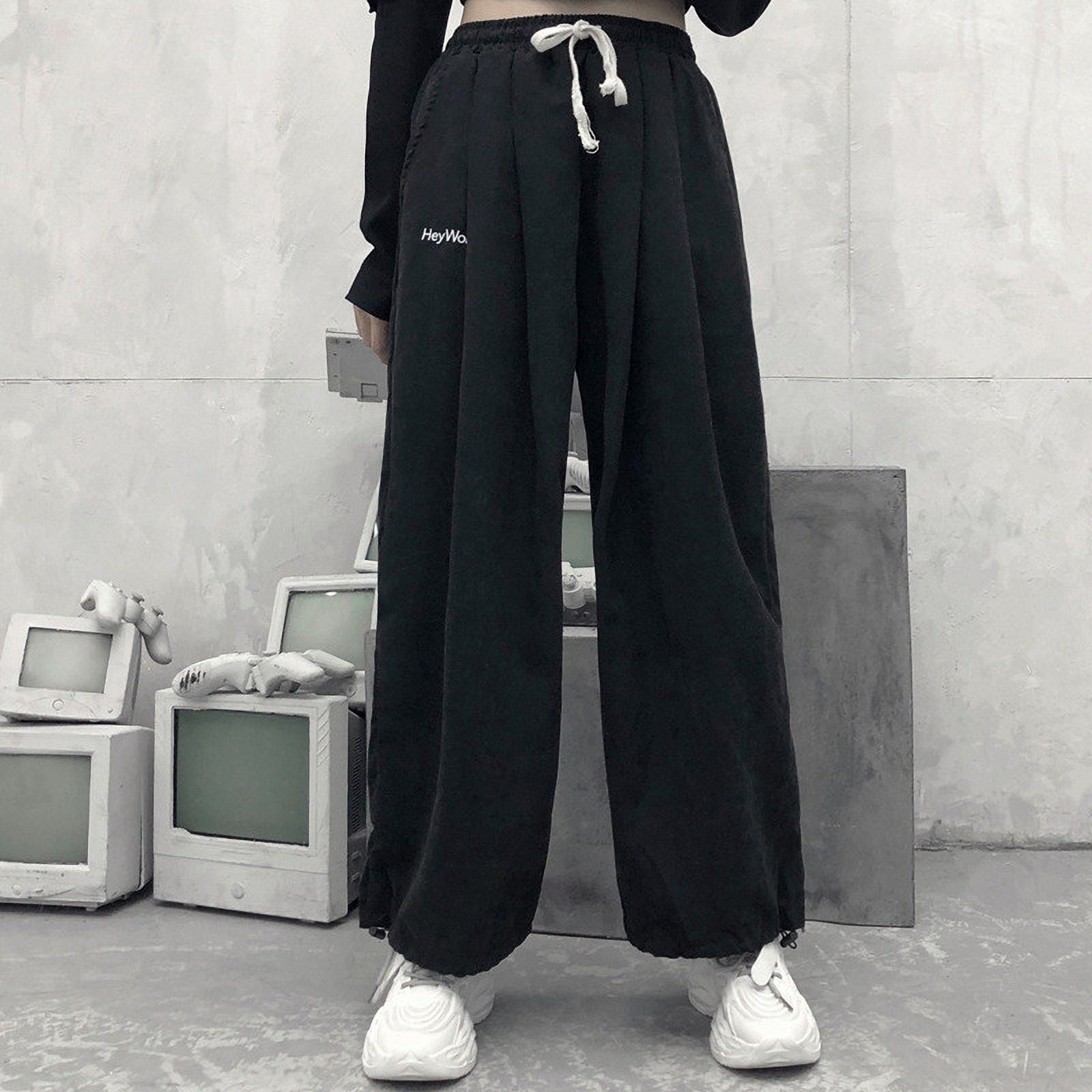 asjyhkr Sweatpants Women Wide Leg Drawstring High Waist Loose Casual ...
