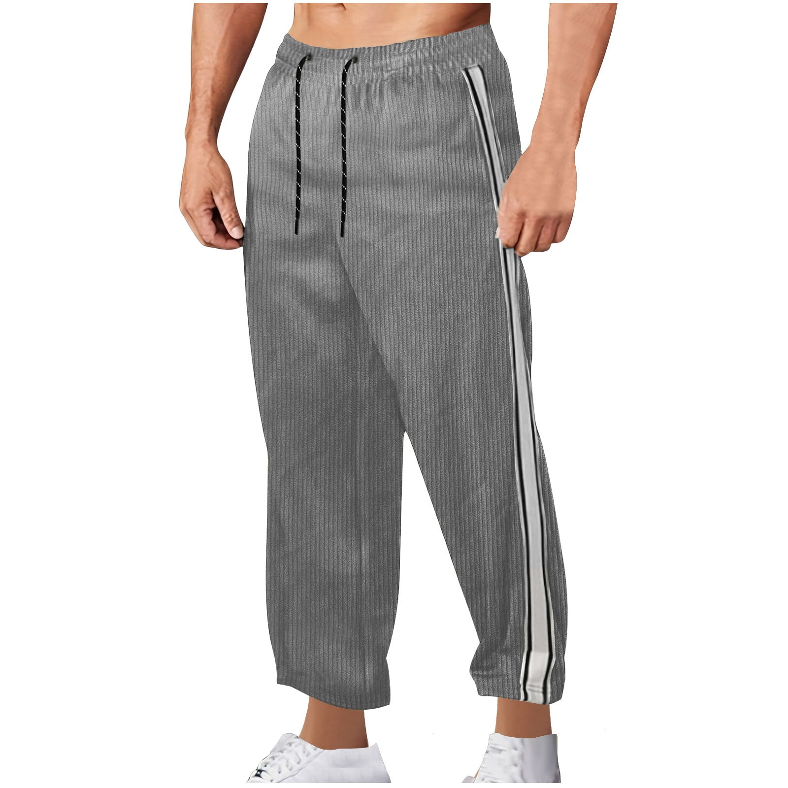 asjyhkr Sweatpants for Men Corduroy Drawstring Elastic Waist Casual ...