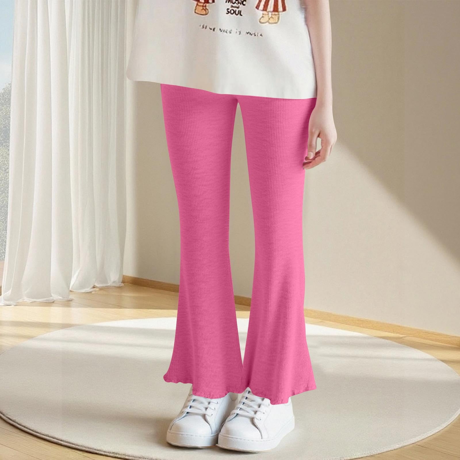 asjyhkr Toddler Girls Elastic Waist Ruffle Leg Pants 2-8 Years Casual ...