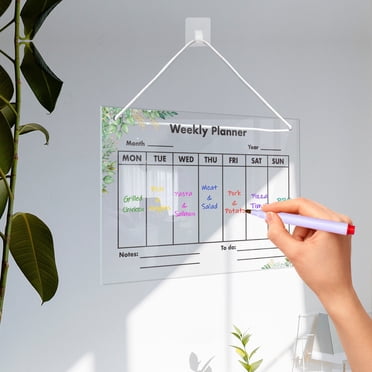 WallPops Whiteboard Weekly Calendar, White, 13" x 26" - Walmart.com