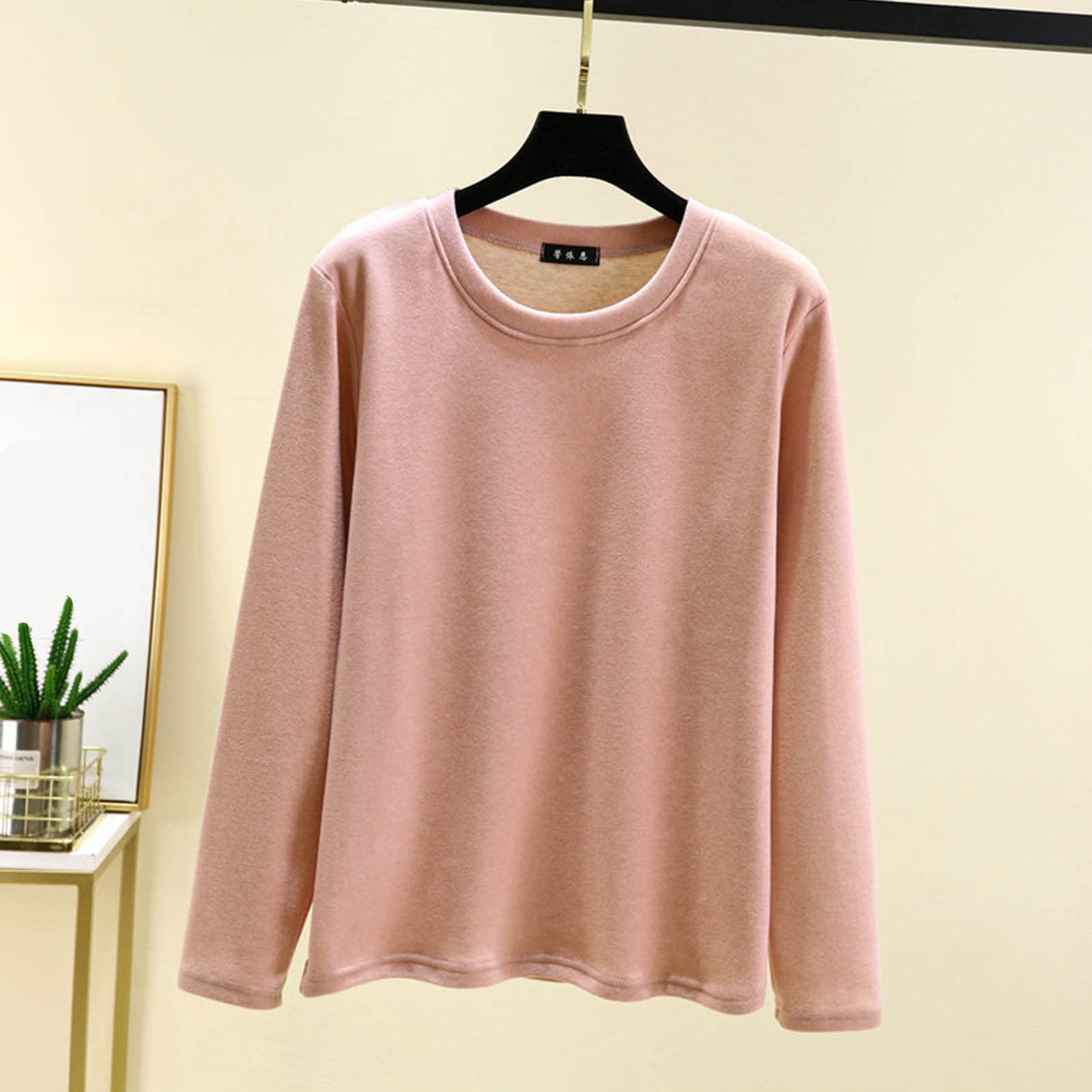 asjyhkr Womens Blouses Ruffle Long Sleeve Crew Neck Undershirts Fashion ...