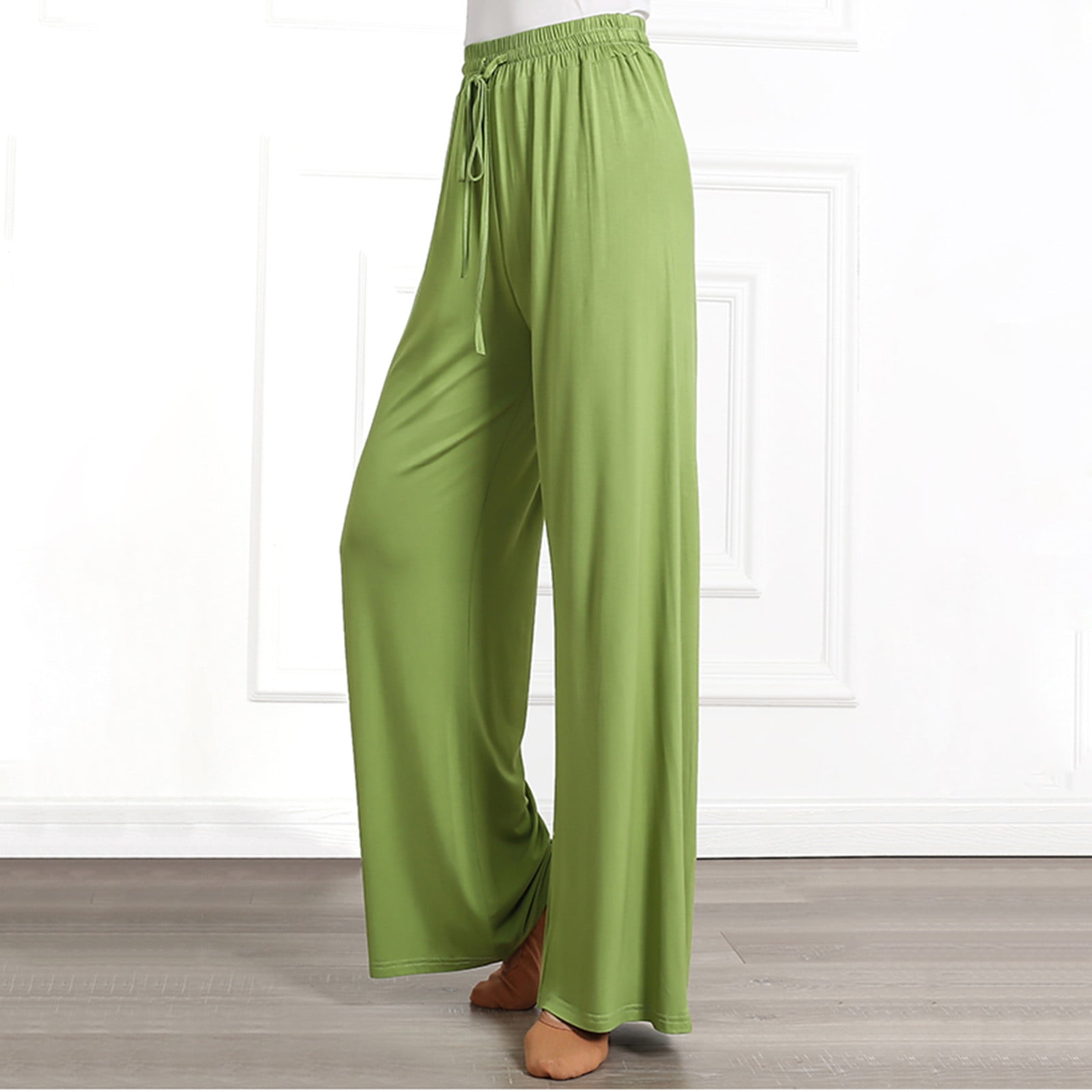 asjyhkr Yoga Pants Women Wide Leg High Waist Drawstring Stretch Tights ...