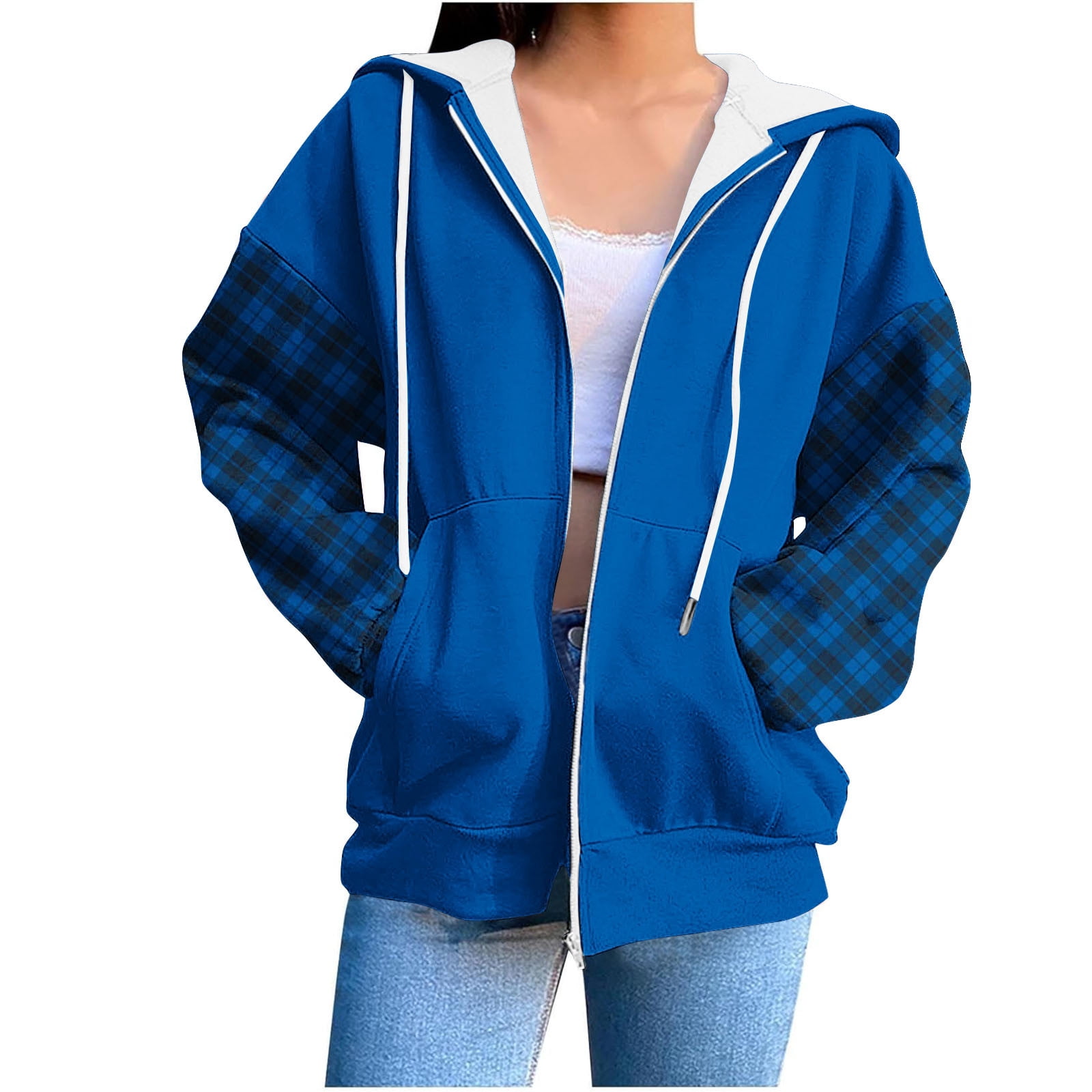 asjyhkr Zip up Hoodie Women Daily Wear Winter Jacket Casual Streetwear ...