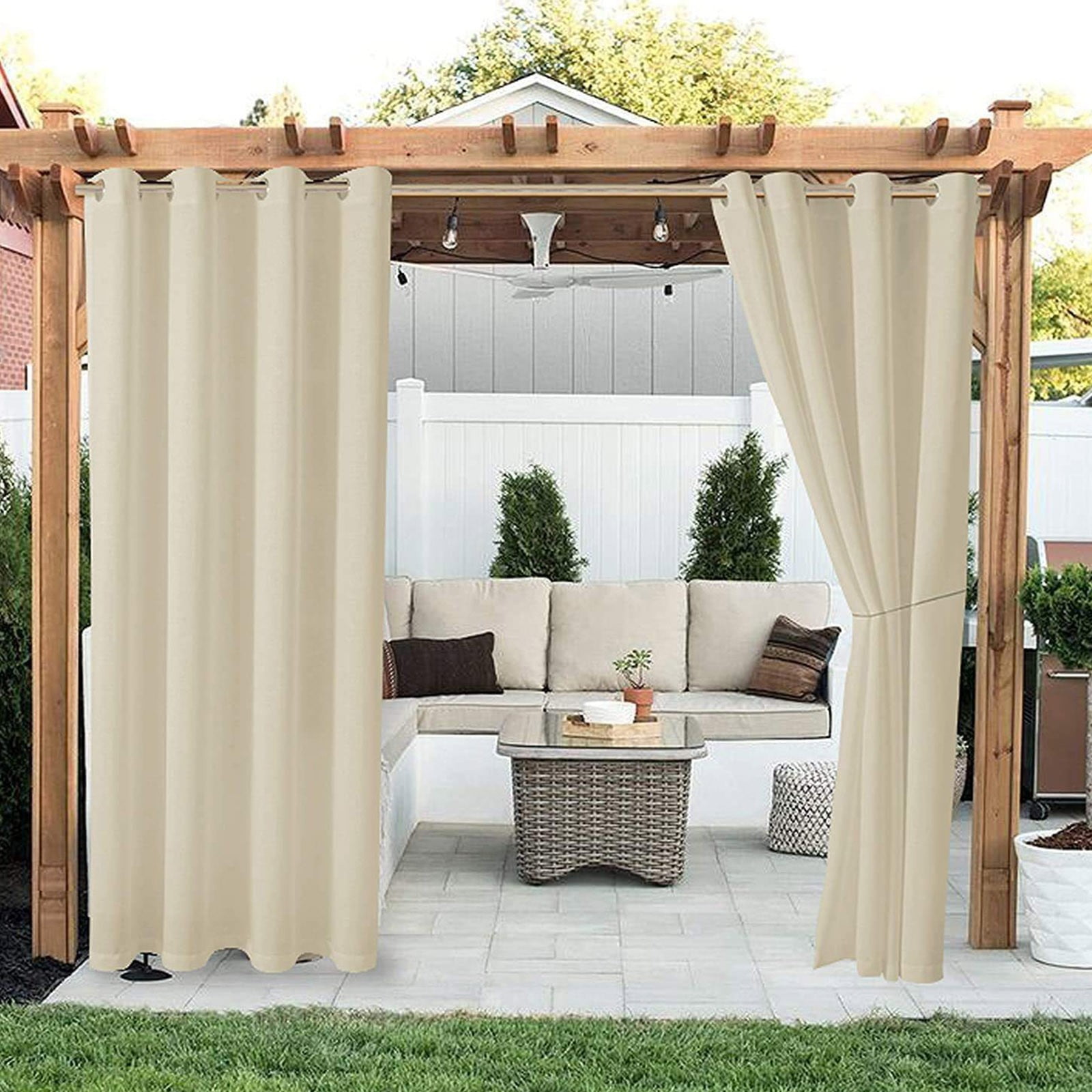 𝐖aterproof Outdoor Curtains Privacy 𝐔𝐕 Block Thermal Insulating ...