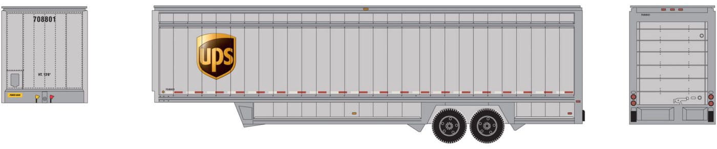Athearn HO Scale 40' Drop Sill Parcel Intermodal Trailer UPS/New Logo ...