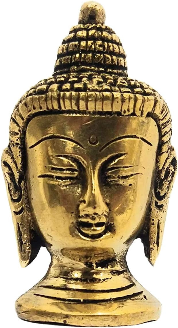 athizay Brass Buddha Head small 6 cm for paperweight table decoration ...