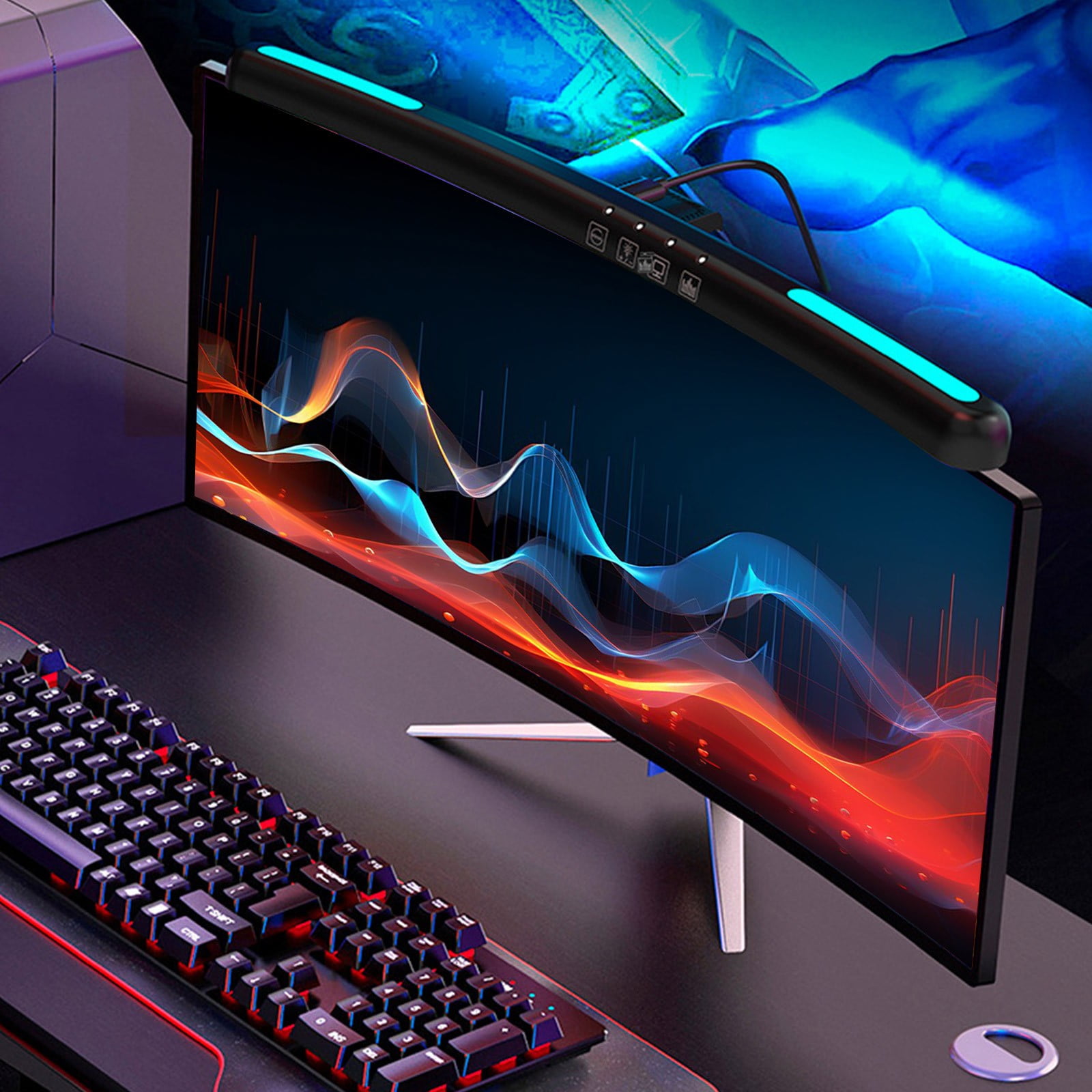 atinetok Computer Screen Hanging Light Timed Off Color Light Asymmetric ...