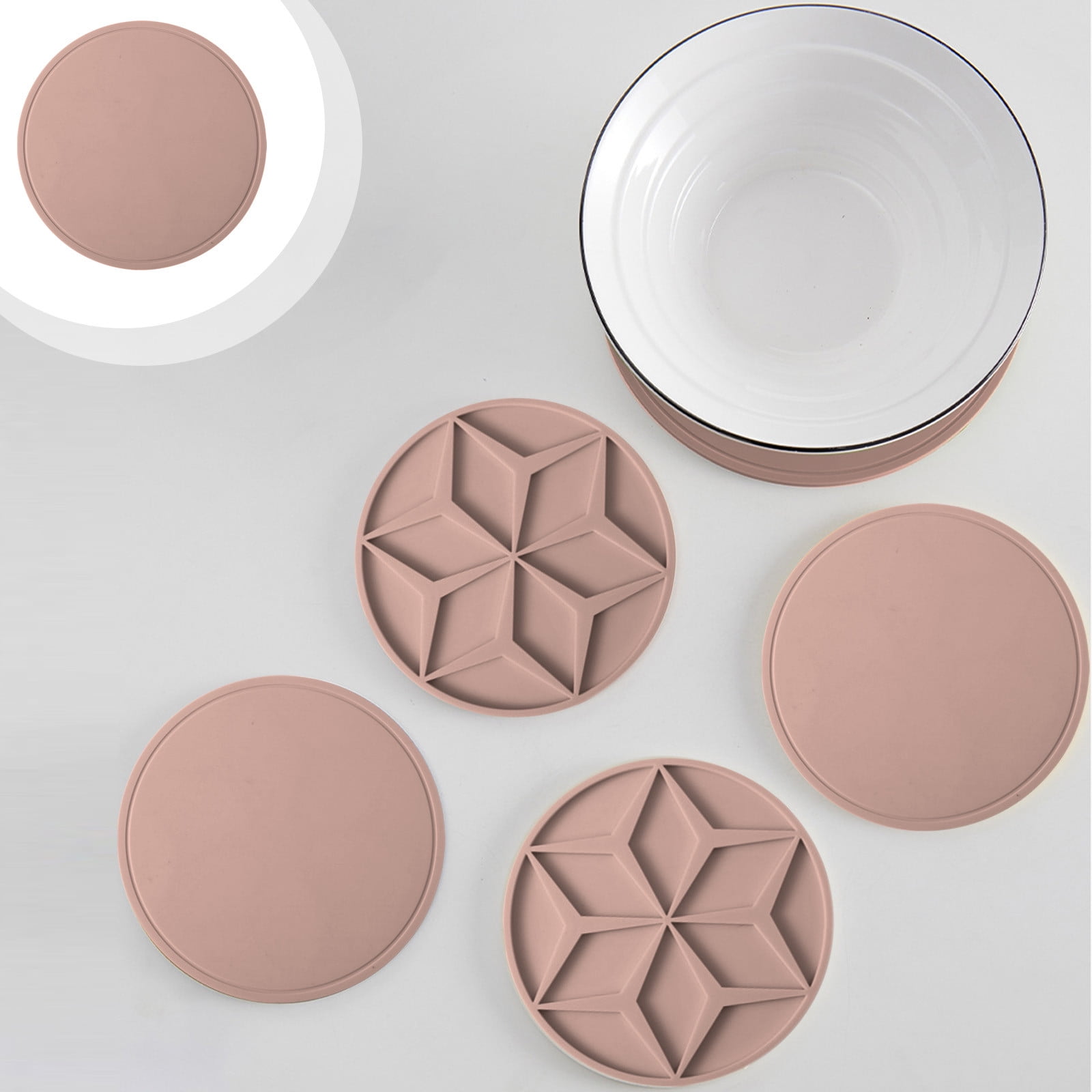 atinetok Food Grade Round Silica Gel Placemat Thick Against Scalding ...