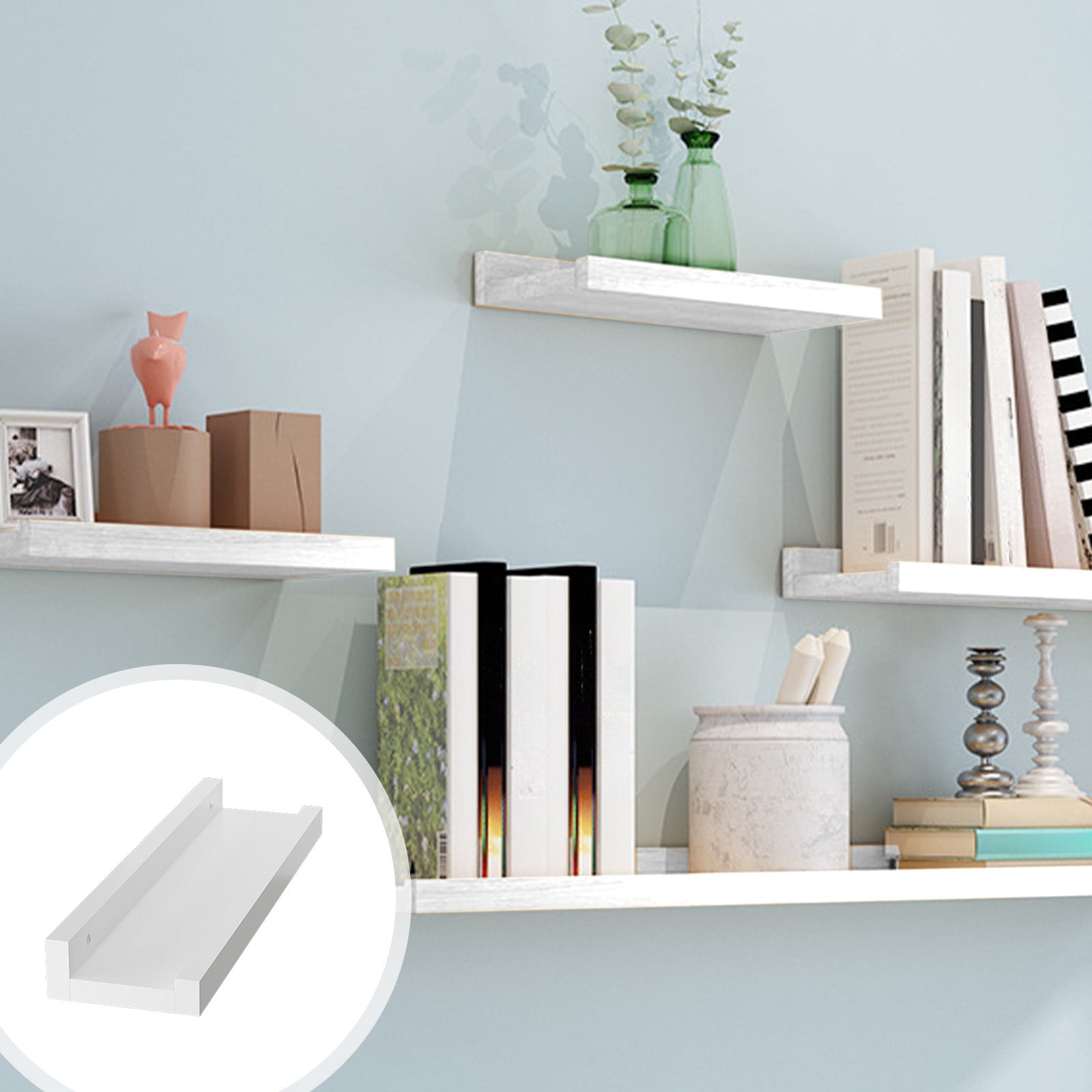 atinetok Solid Wood Shelves Wall Load Bearing Living Room Decorative ...