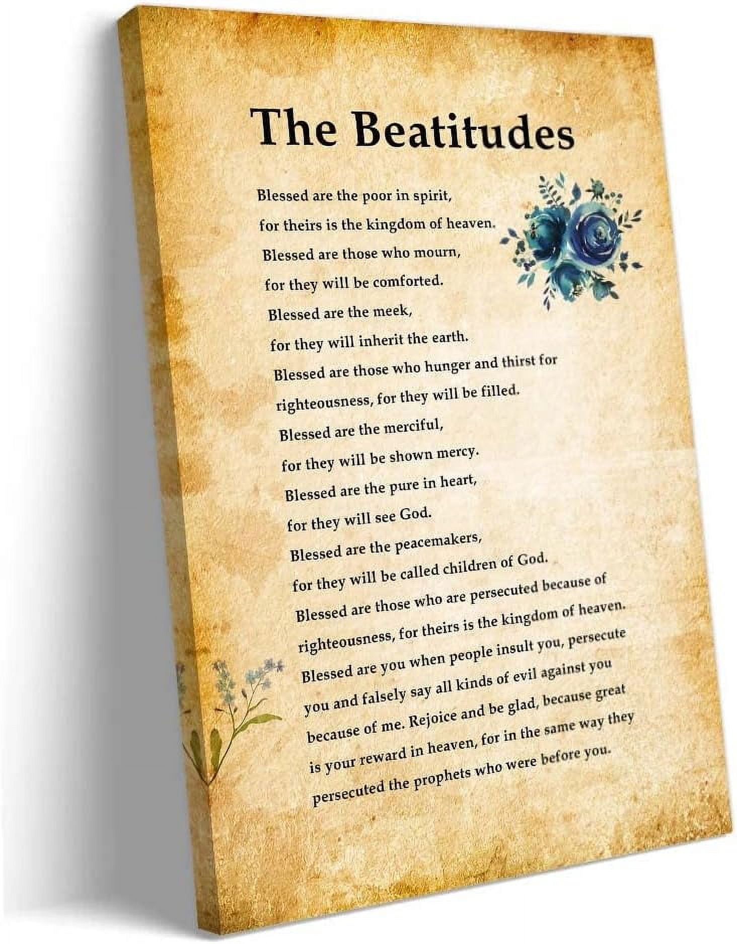 The be atitudes Wall Art Framed Quotes Poster Vintage Matthew 5 3-12 ...