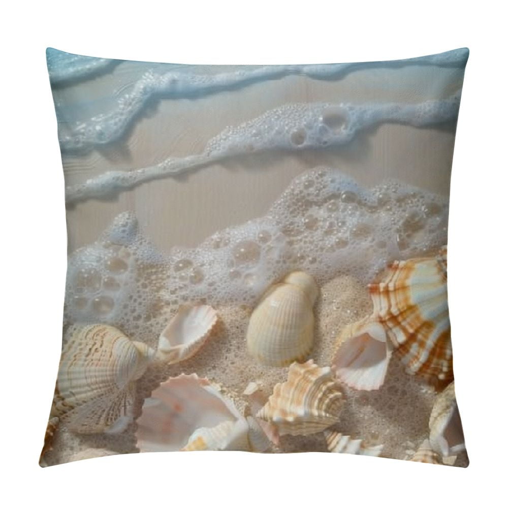 ative Throw Pillow Covers Sea shells and starfish Print Throw Pillow ...