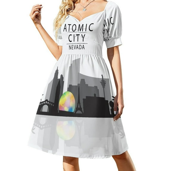 atomic city skyline Sleeveless Dress women clothing 2024 new arrivals ...