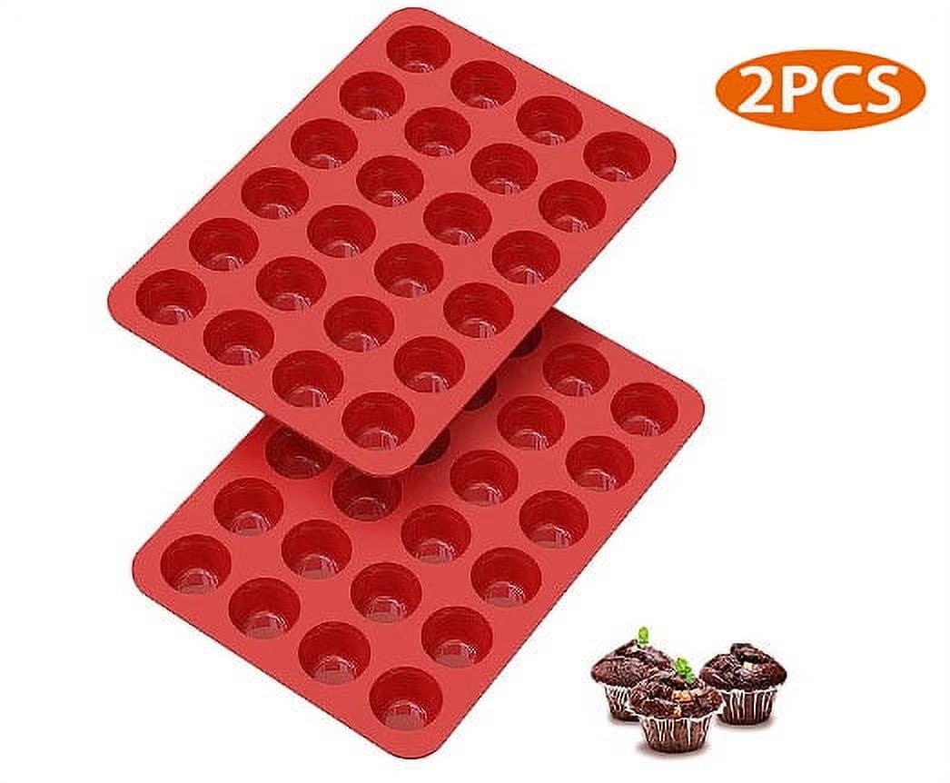 atopo 2 Pcs Non-stick Silicone Baking Muffin Pan, 24 Mini Cupcake Pans ...
