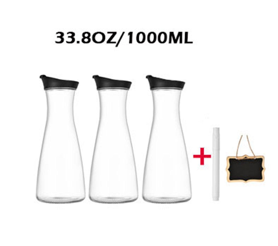 atopo 3 Pcs Glass Juice Containers with Lids, Beverage Carafes for ...