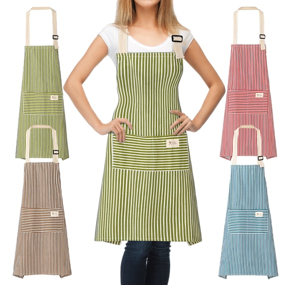 Atopo 4 Pcs Chef Set, Women's Adjustable Kitchen Cooking Aprons with 2 ...