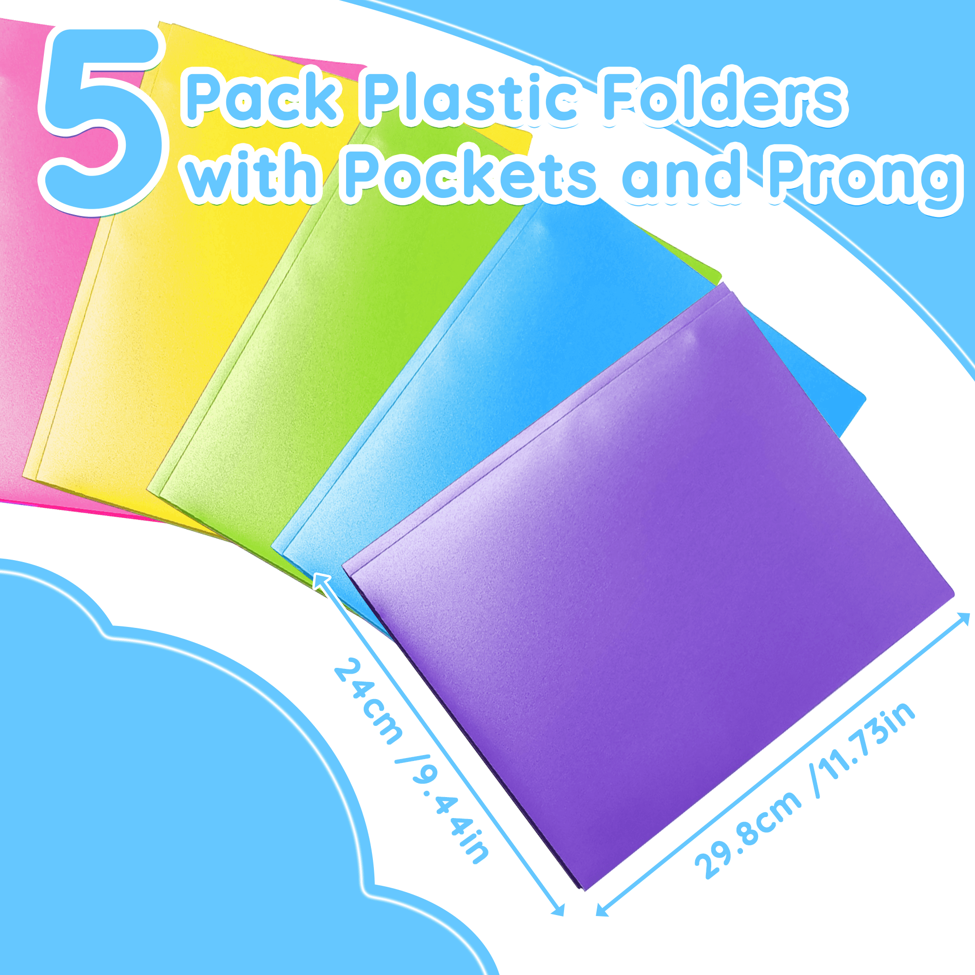 atopo 5 per Pack Multicolor Plastic Folders with 2 Pockets 2 Pocket ...