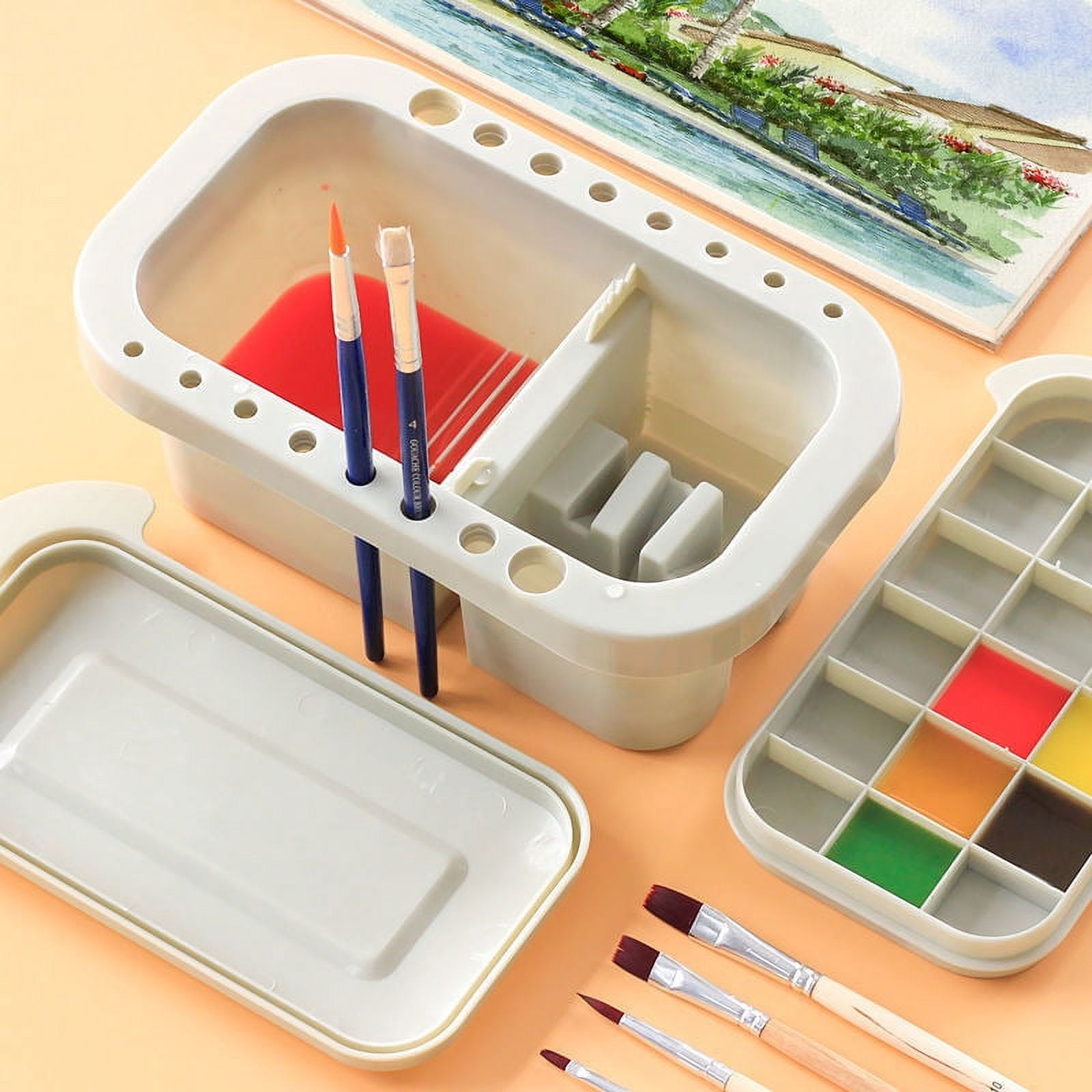 atopo Paint Brush Cleaner Brush Washer with Palette and Paint Box for ...